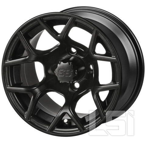 12" RALLY Matte Black Golf Cart Wheels - Set of 4 | Golf Cart Tire Supply
