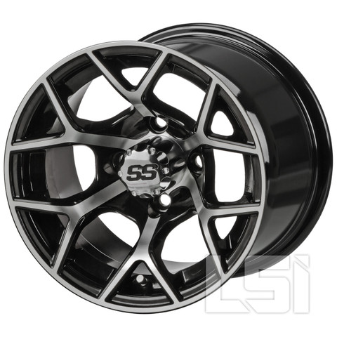 12" RALLY Machined/ Black Golf Cart Wheels - Set of 4 | Golf Cart Tire ...
