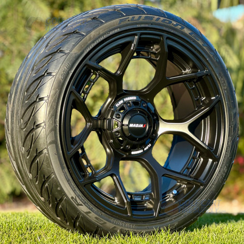 15" MADJAX EVOLUTION Matte Black Golf Cart Wheels & 215/40-15 Tires ...