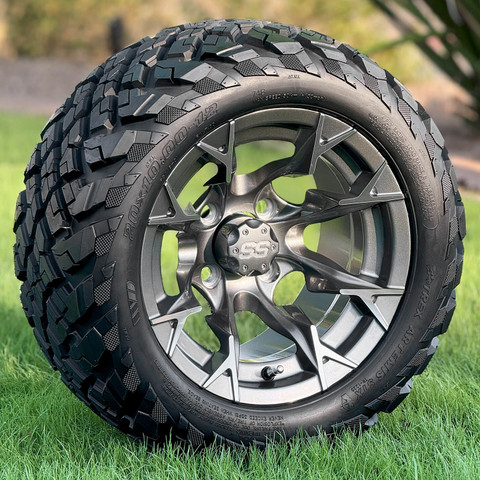 12" VULCAN Gunmetal Golf Cart Wheels and 20x10-12" ARTEMIS STX DOT All ...