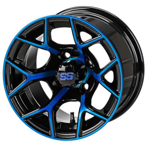 12" RALLY Blue/Black Aluminum Golf Cart Wheels - Set of 4 | Golf Cart ...