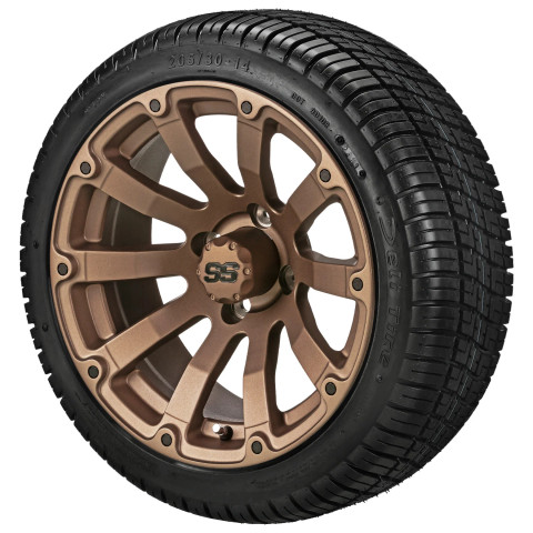 14" BEAST Matte Bronze Wheels and 205/30-14 Low Profile DOT Tires Combo ...