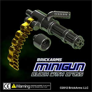 BrickArms Black Minigun w/Brass Ammo Chain - Brick Republic