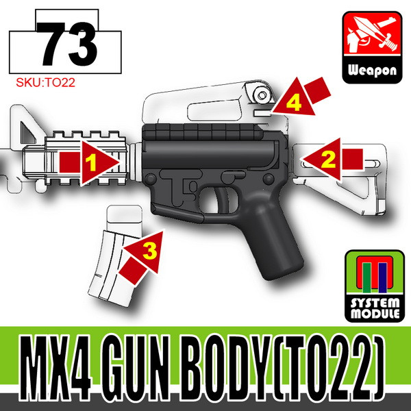 SI-DAN Black MX4 Gun Body (TO22) - Brick Republic