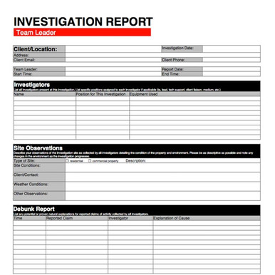 Paranormal Studio Software - Paranormal Investigation Report Template ...