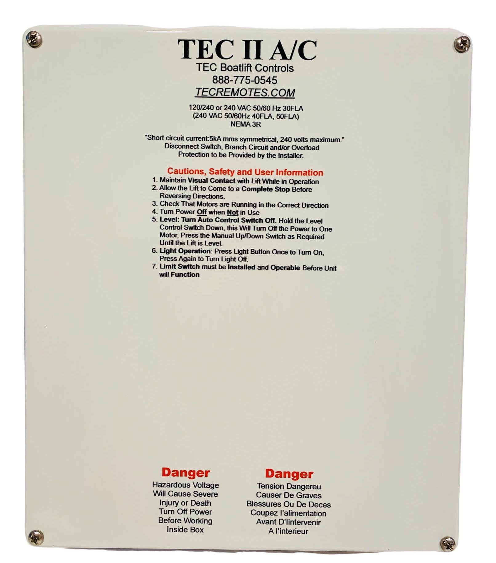 TEC A/C Remote Control Unit Auto Shop | Boat Lift Warehouse
