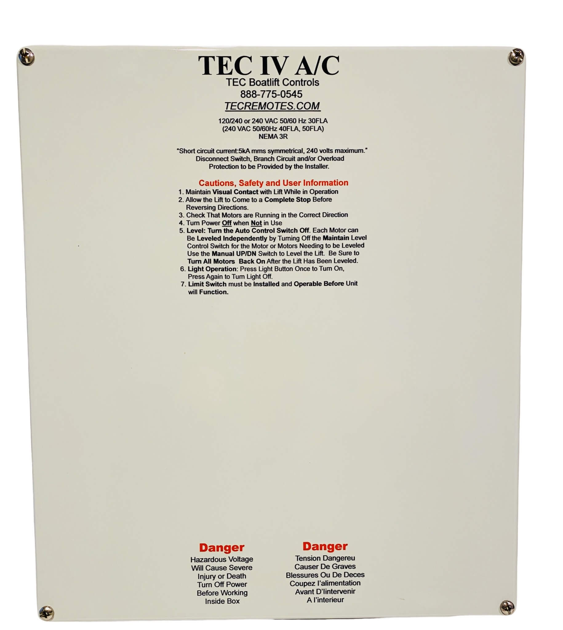 TEC A/C Remote Control Unit | Boat Lift Warehouse