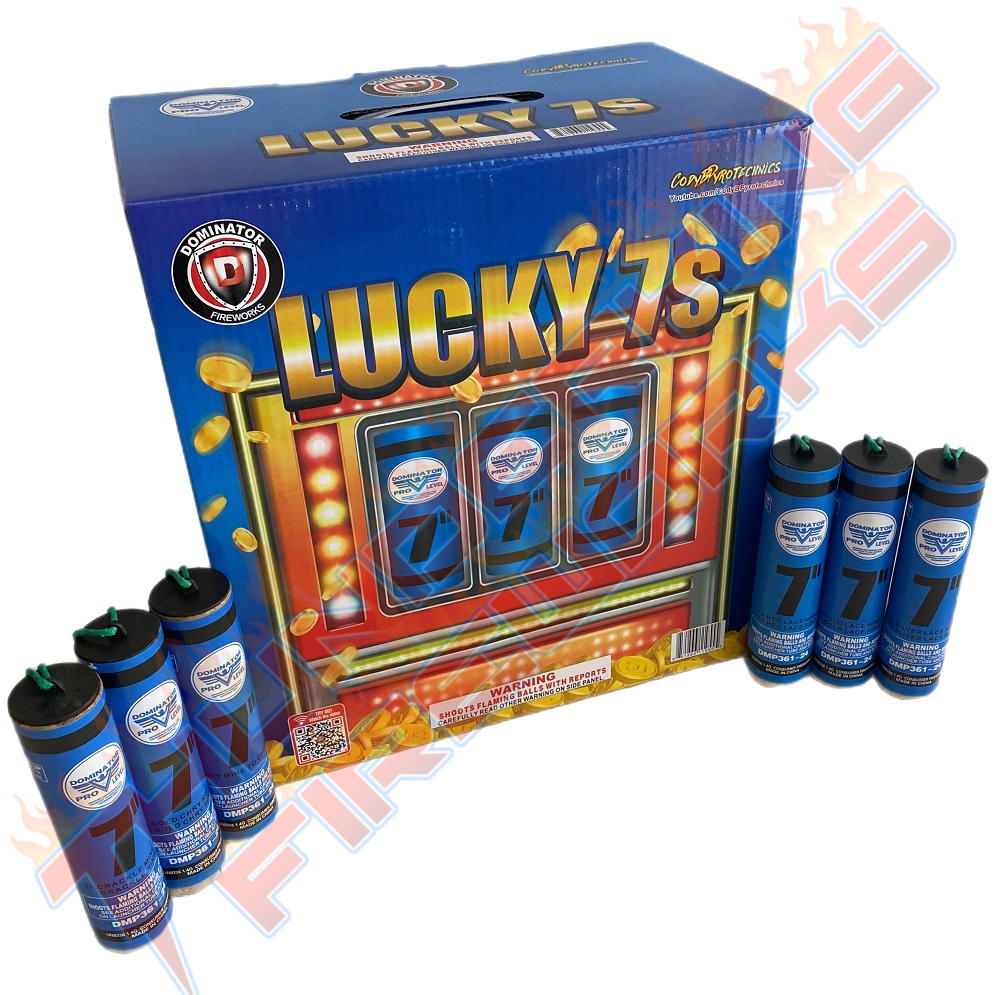 Wholesale Fireworks Cody B Pyrotechnics Lucky 7s Canister Shells Case 4/24