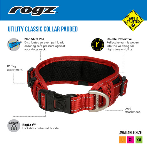 Rogz Padded Collar Red - Pet Chemist Online