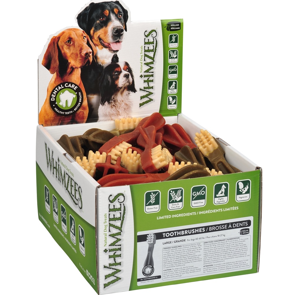 Whimzees Natural Daily Dental Treats Toothbrush Bulk Box