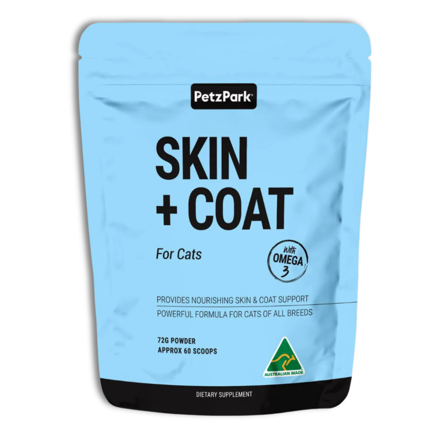 Petz Park Skin + Coat Powder Supplement for Cats - Front