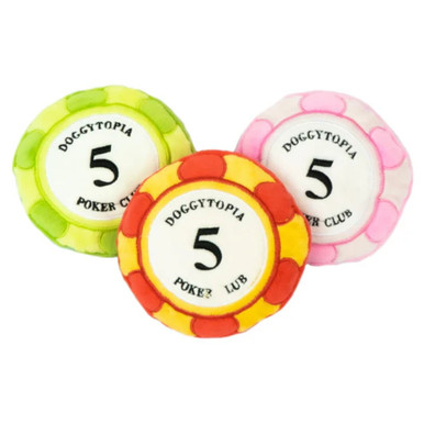 DoggyTopia Poker Club Pink Poker Chips Plush Dog Toy