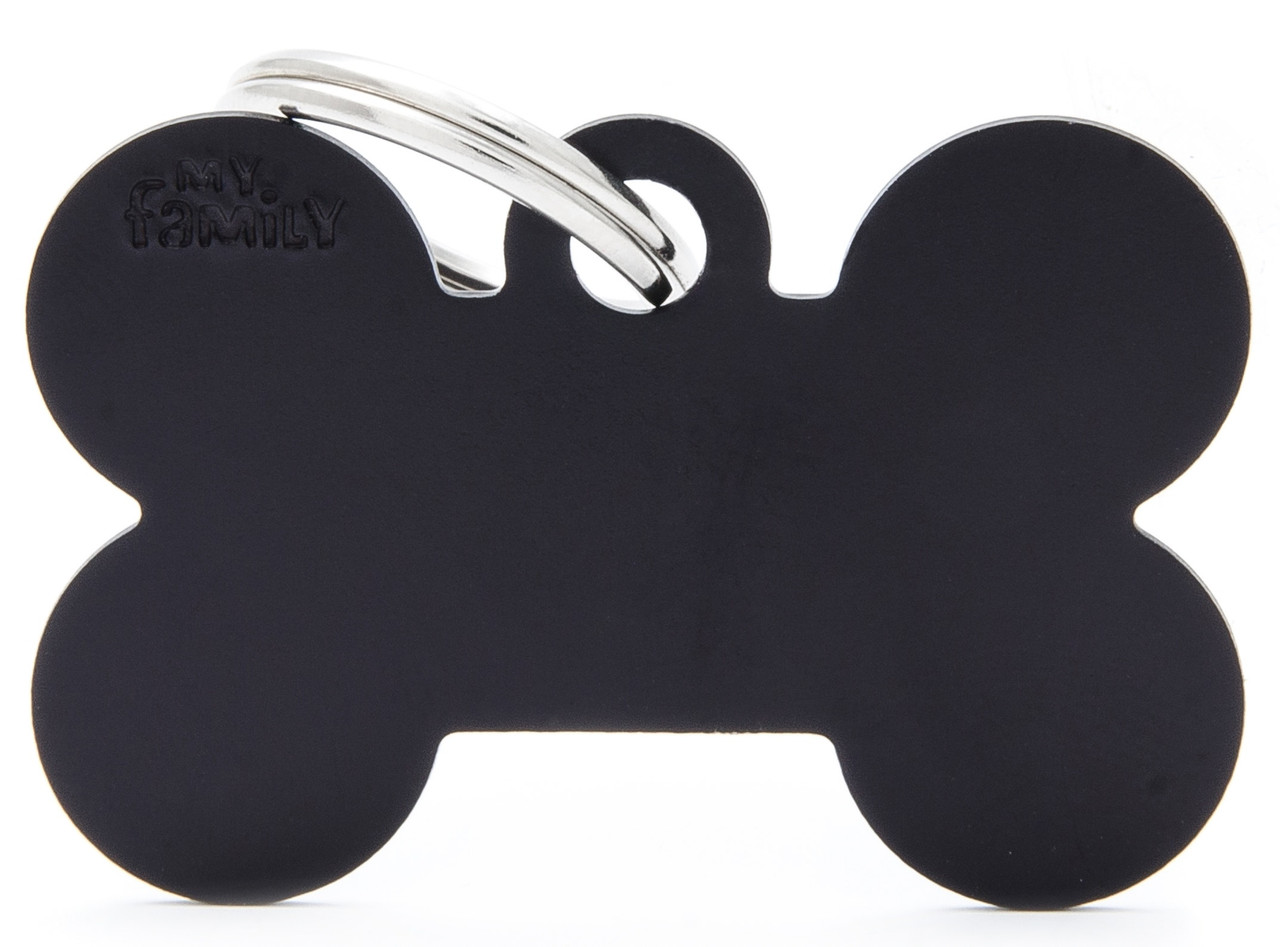 My Family Basic Bone Pet Tag Black