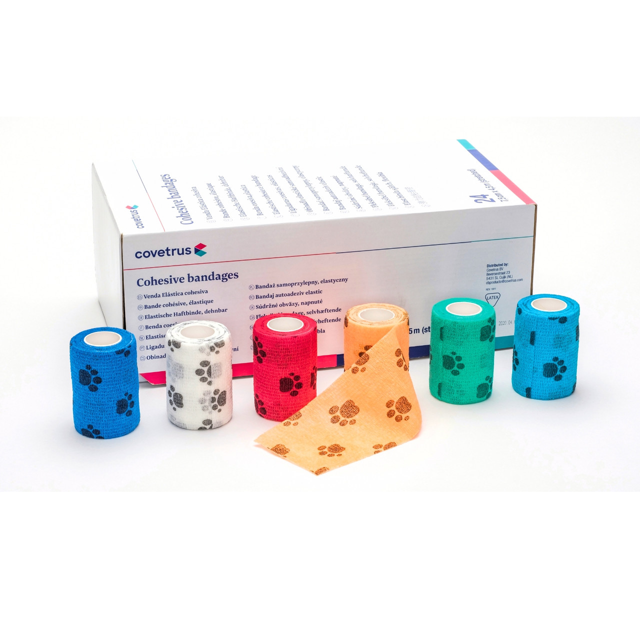 Covetrus Cohesive Bandages Paw Print Assorted Colours 5cm (36 pack)