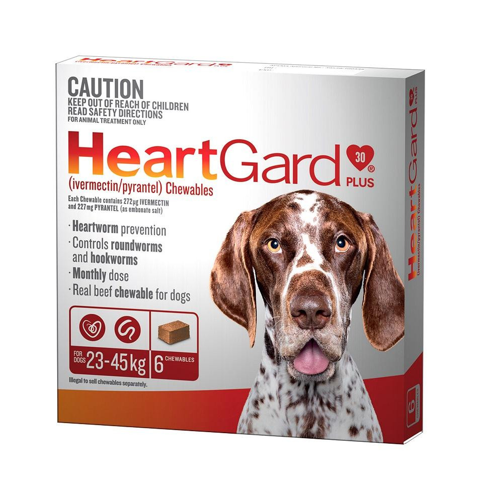 Heartgard Plus Brown 23-45kg Large Dogs (6 pack)