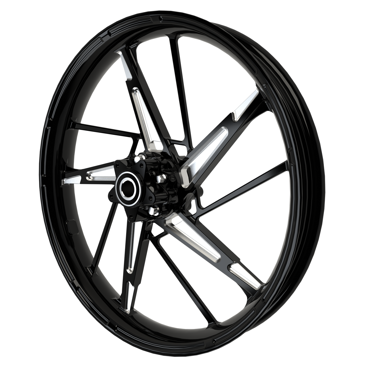 PS.08 Harley Softail | Dyna | Sportster Black Double Cut Wheels - SMT ...