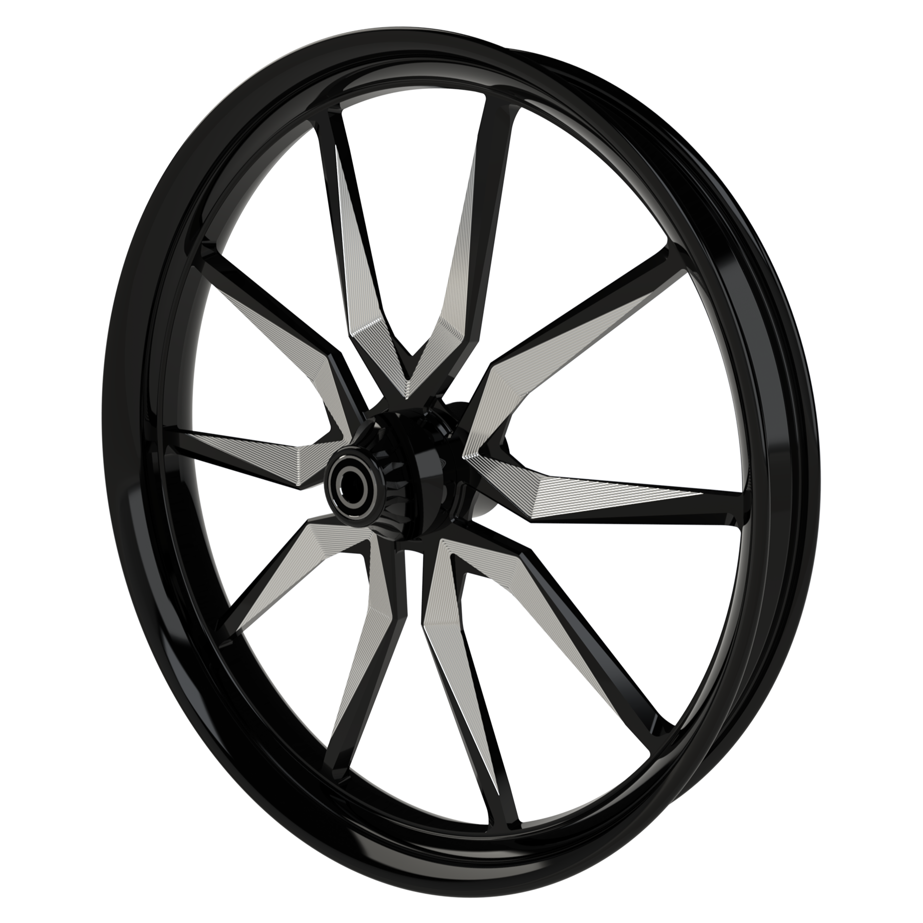 34 Inch Rage Black Double Cut Harley Wheel - SMT Wheels