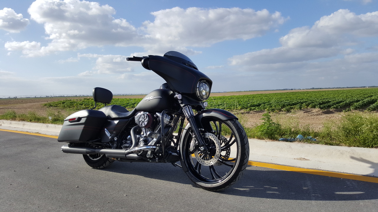 21 Inch V Arm Black Double Cut Harley Wheel - SMT Wheels