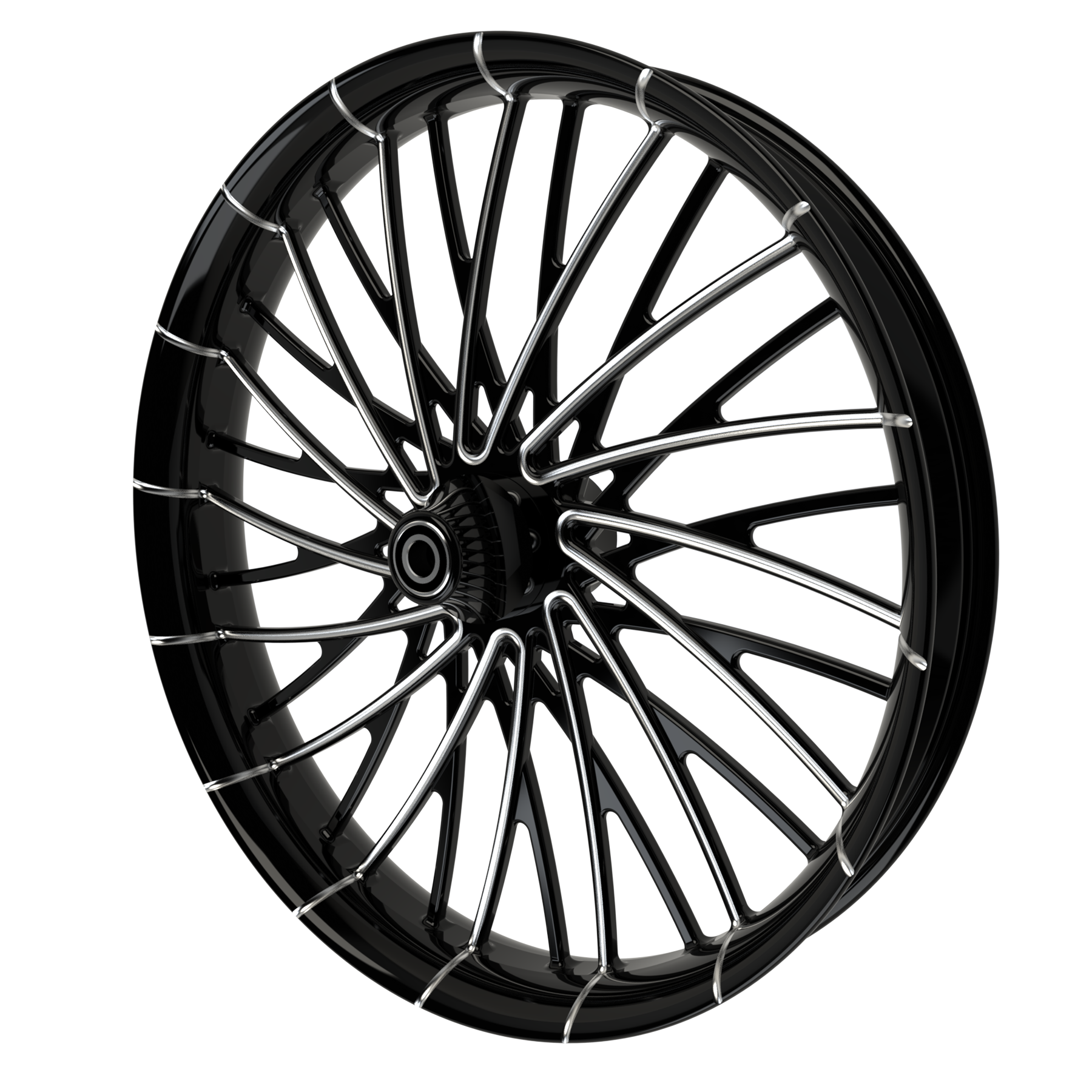 26 Inch Dirty Spoke Black Double Cut Harley Wheel - SMT Wheels