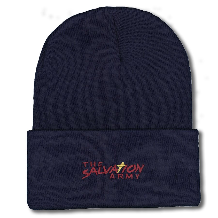 HAT KNIT NAVY W/CROSS TSA - The Salvation Army Trade Central