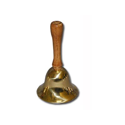 2 T CHRISTMAS TEA BELL W/ PLAIN WOODEN HANDLE - Trade Central