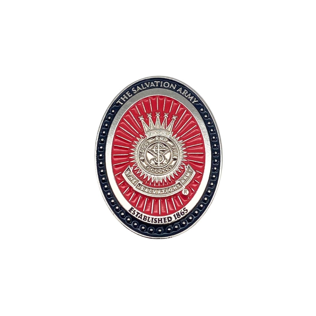 Magnetic Broach Red Oval with Silver Crest - Trade Central