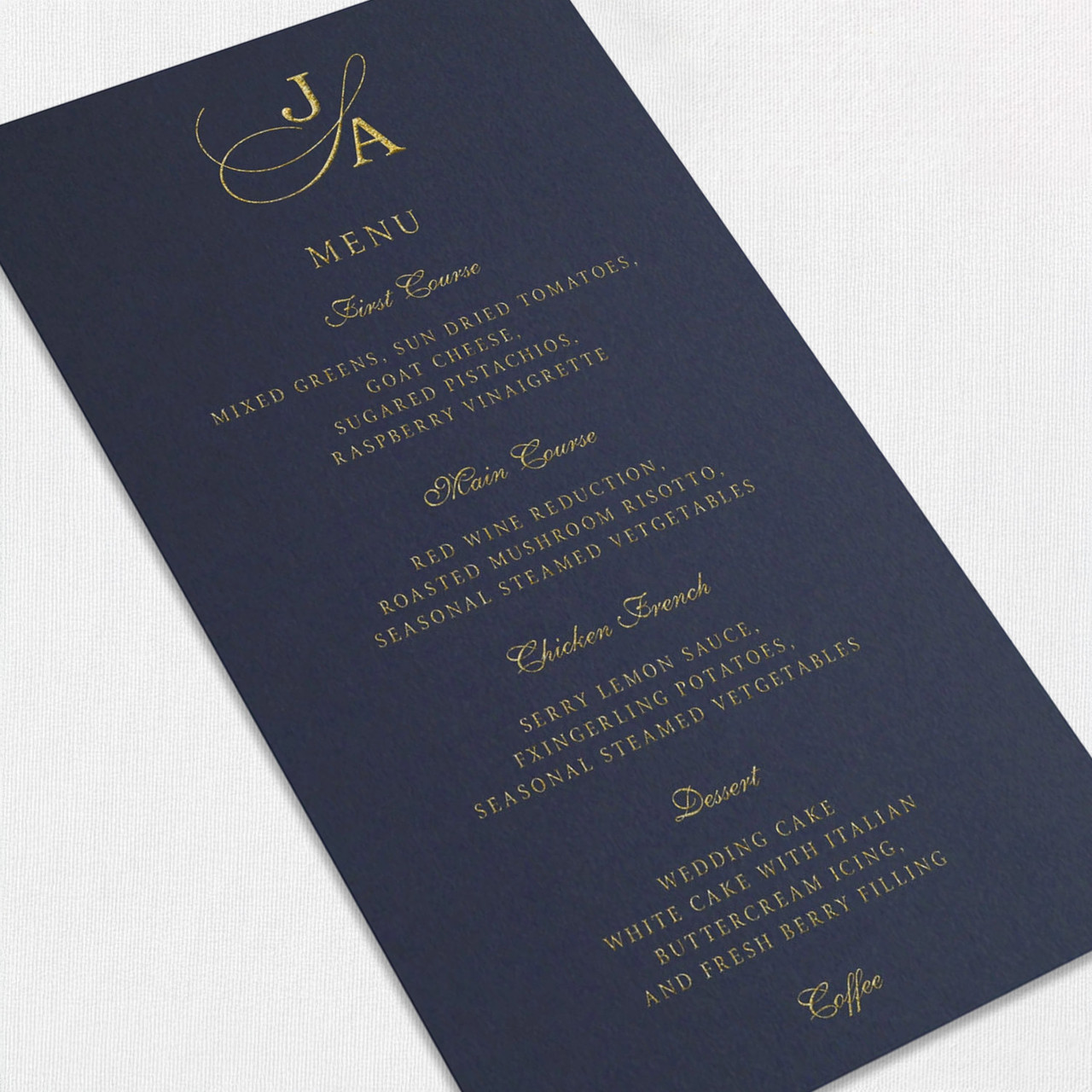 Juliette Wedding Menu, wedding event menu | Leslie Store