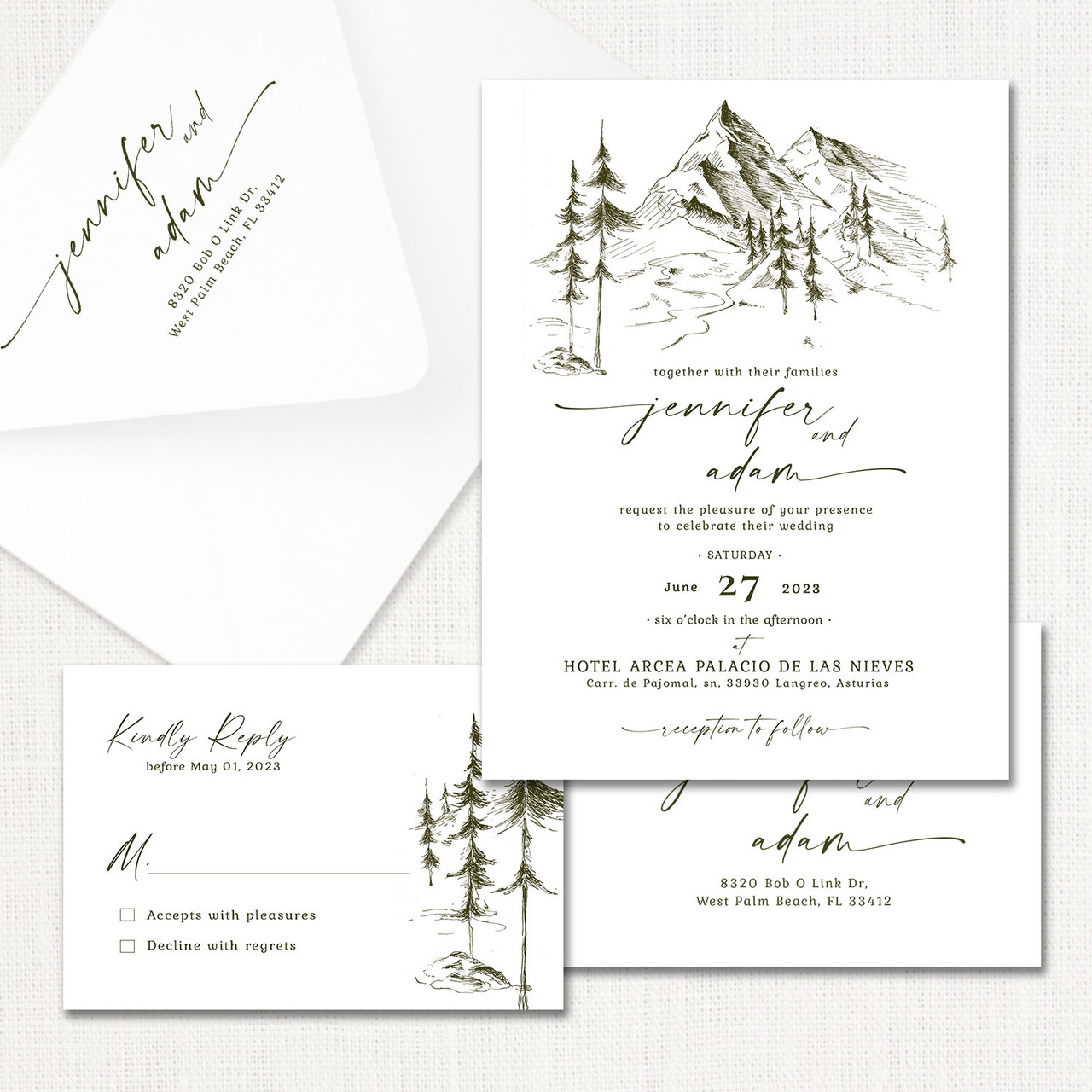 Jennifer Wedding Invitations, Wedding Cards | Leslie Store