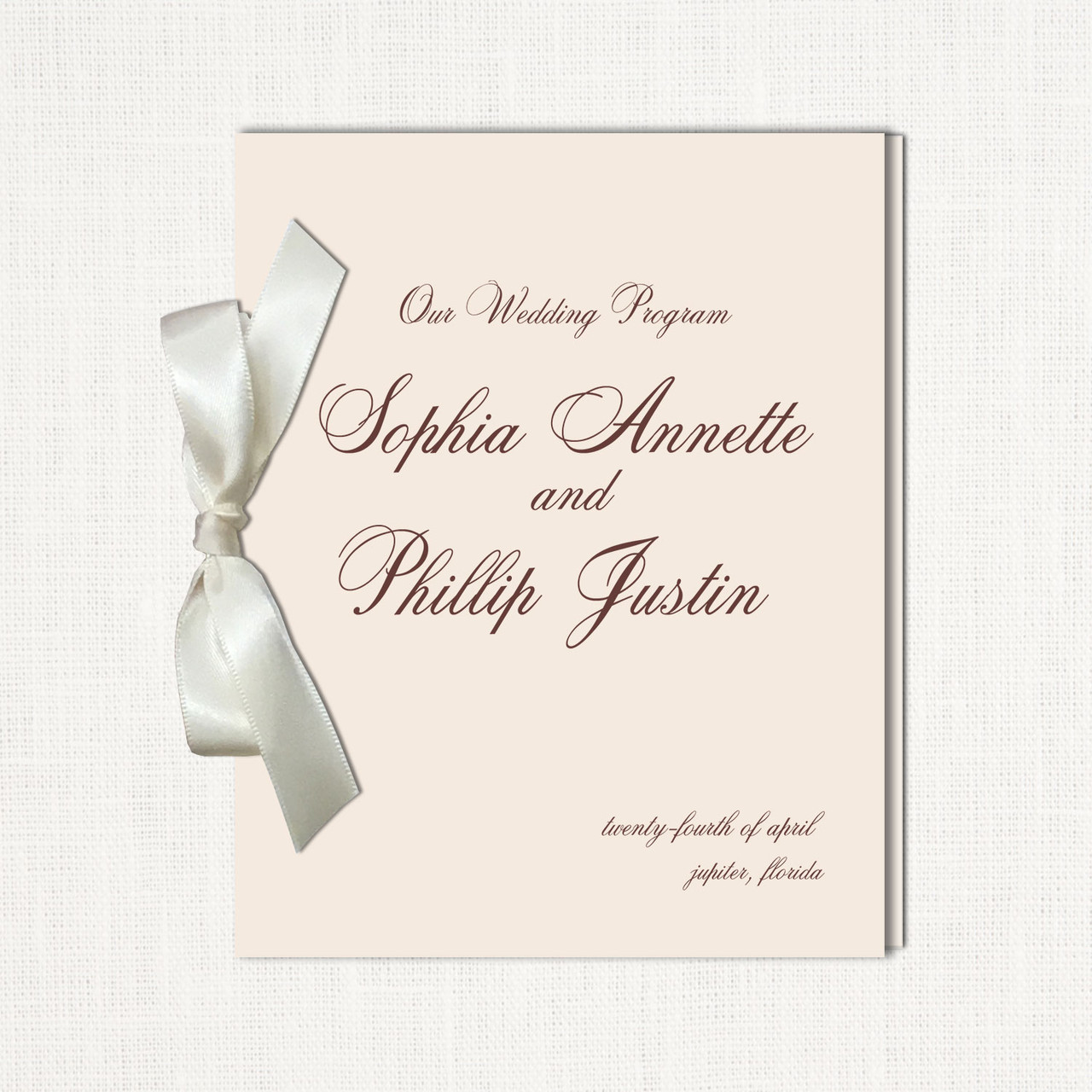 Sophia Ribbon Wedding Programs | Custom Wedding Program