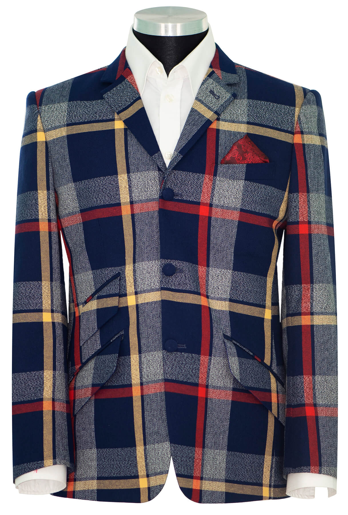 Steve Marriott Classic Blue Madras Check Blazer for Men