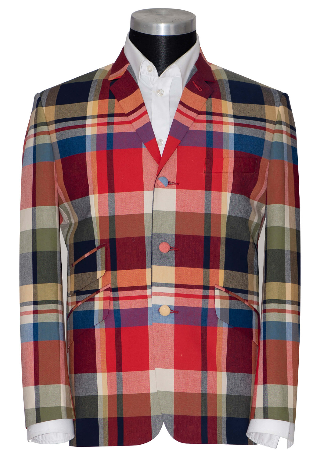 Steve Marriott Classic Blue Madras Check Blazer for Men
