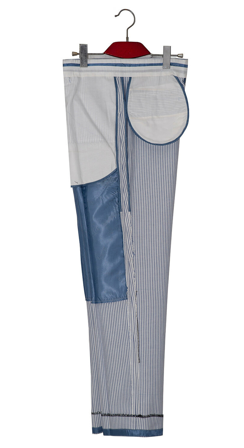 1960s mod style sky blue striped summer trouser