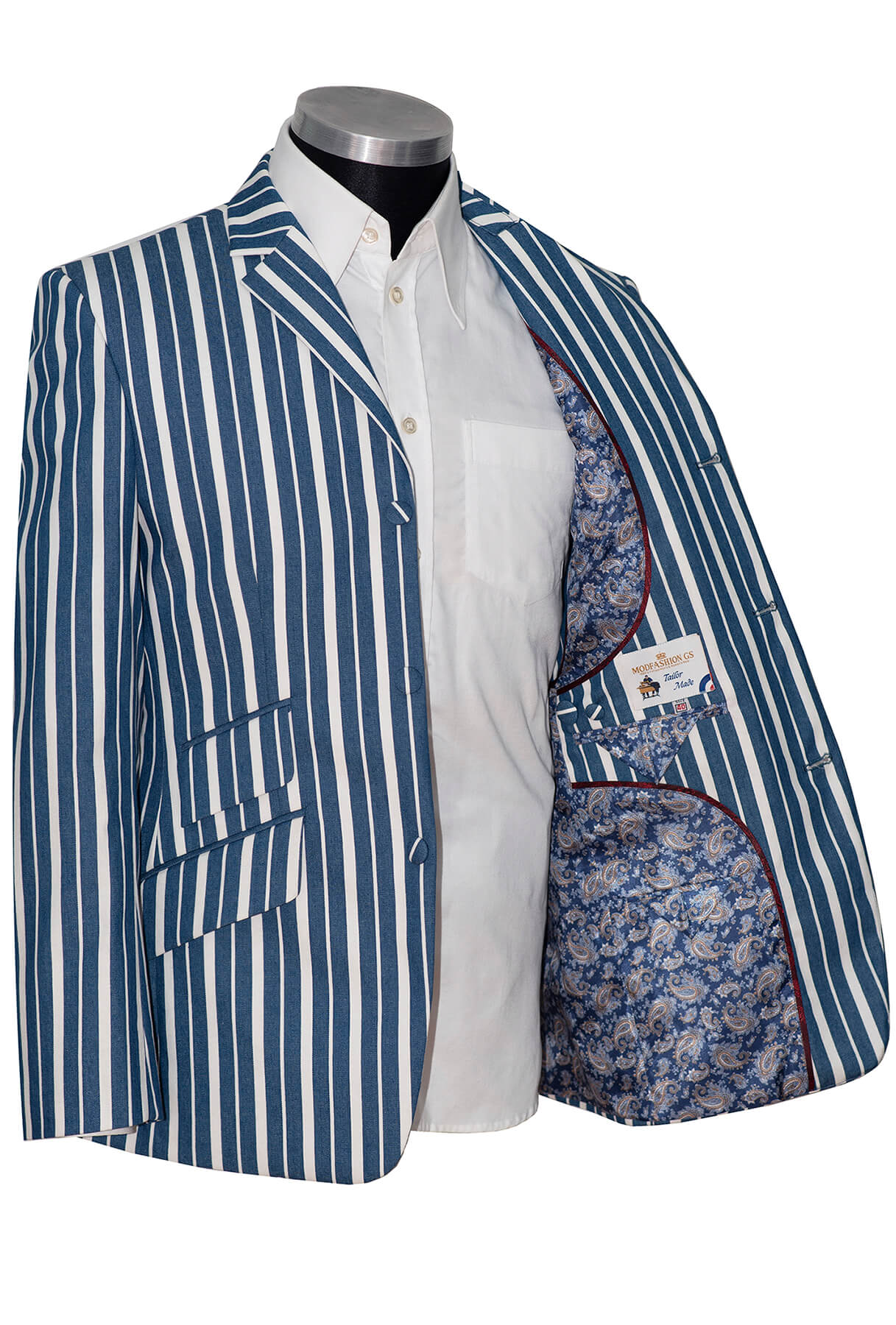 Weller sky and white stripe 60's blazer