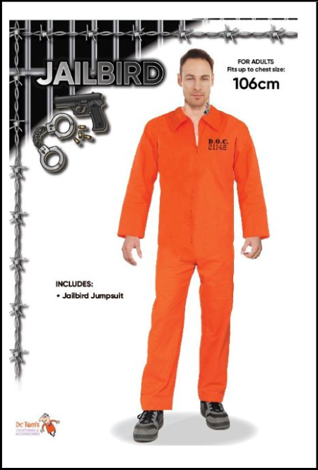 Jailbird Orange Jumpsuit Costume