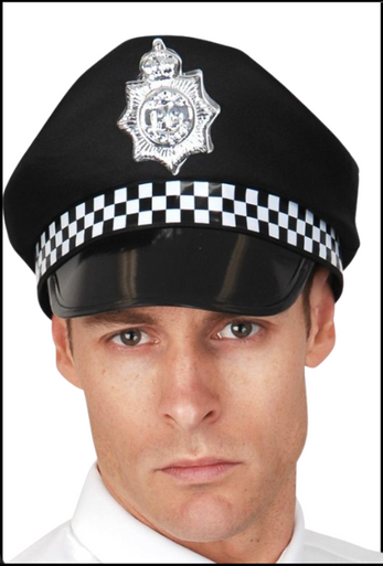 Black Police Hat Adults Fancy Dress