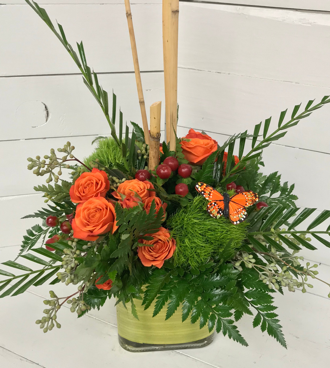 Monarch Butterfly Fresh Cube Vase - Centerville Florists