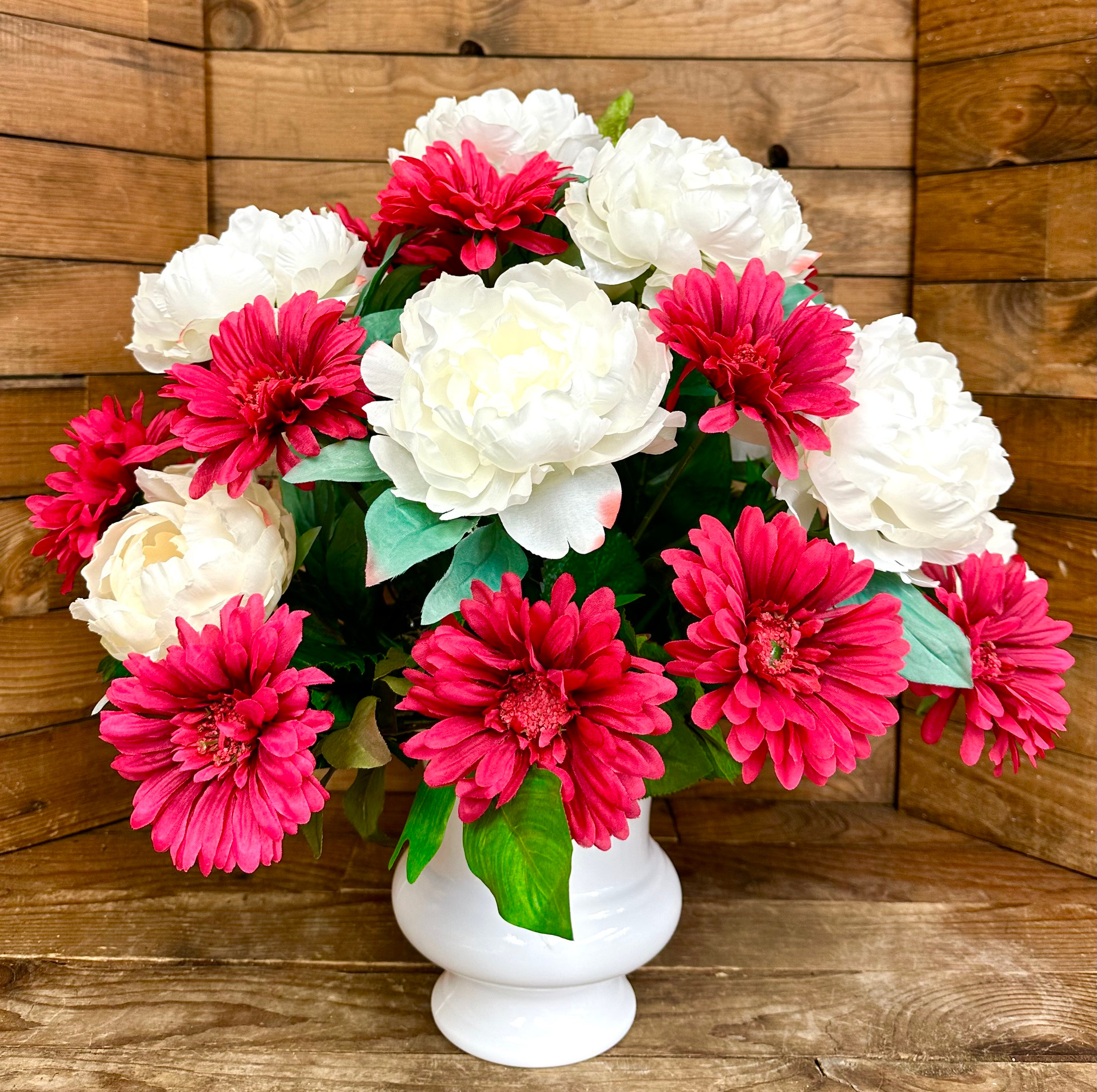 All White Round Sympathy Urn - Centerville Florists