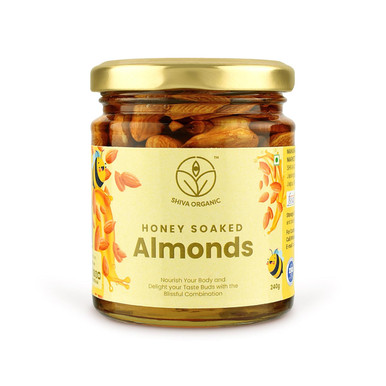 Shiva Organic Honey Soaked Almonds - 240 g | Crunchy & Nutrient-Rich Snack