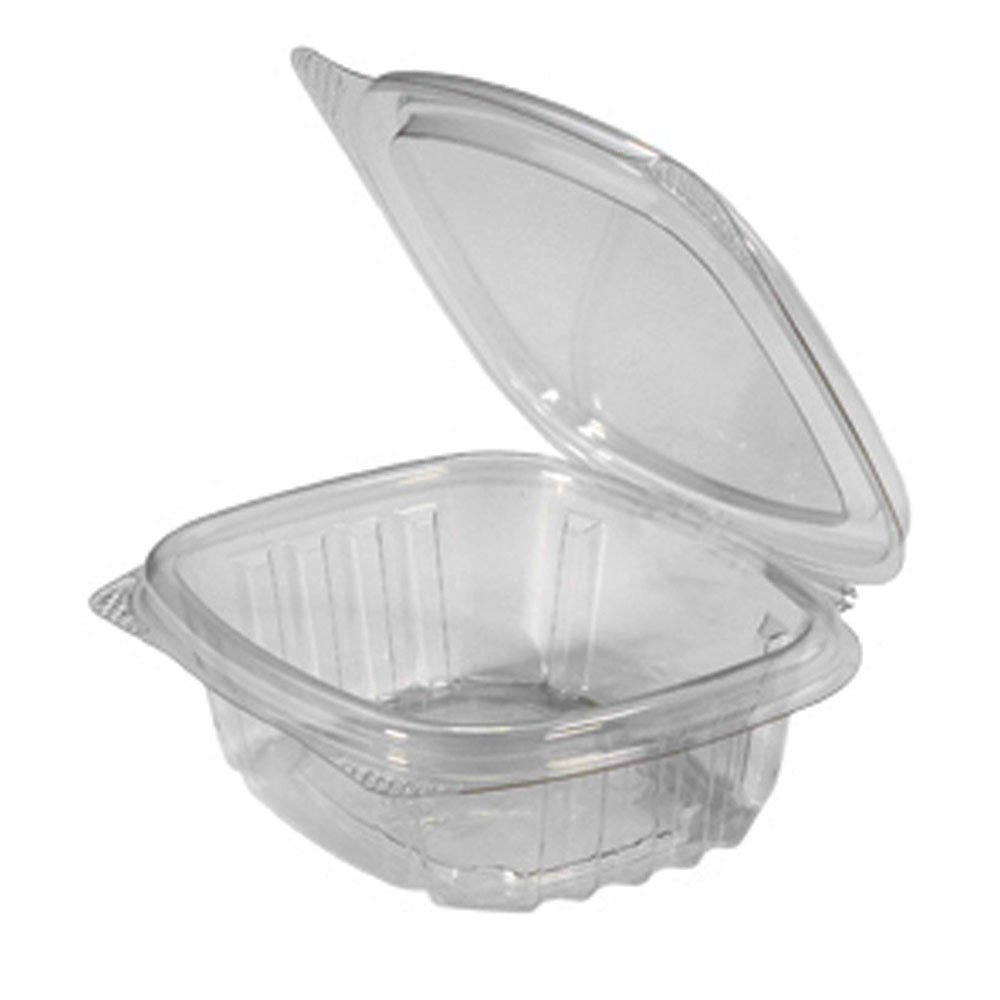 GENPAK AD04 Clear 4 oz. Square Plastic Hinged Deli Container 4/100 cs ...