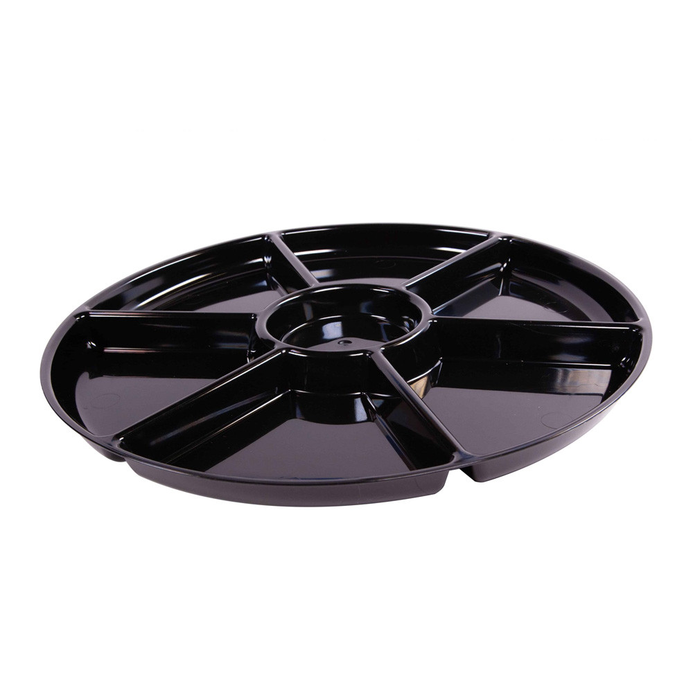 EASYPAK STAK66RB Stakmate Black 16" 6 Compartment Plastic Platter 25/cs ...