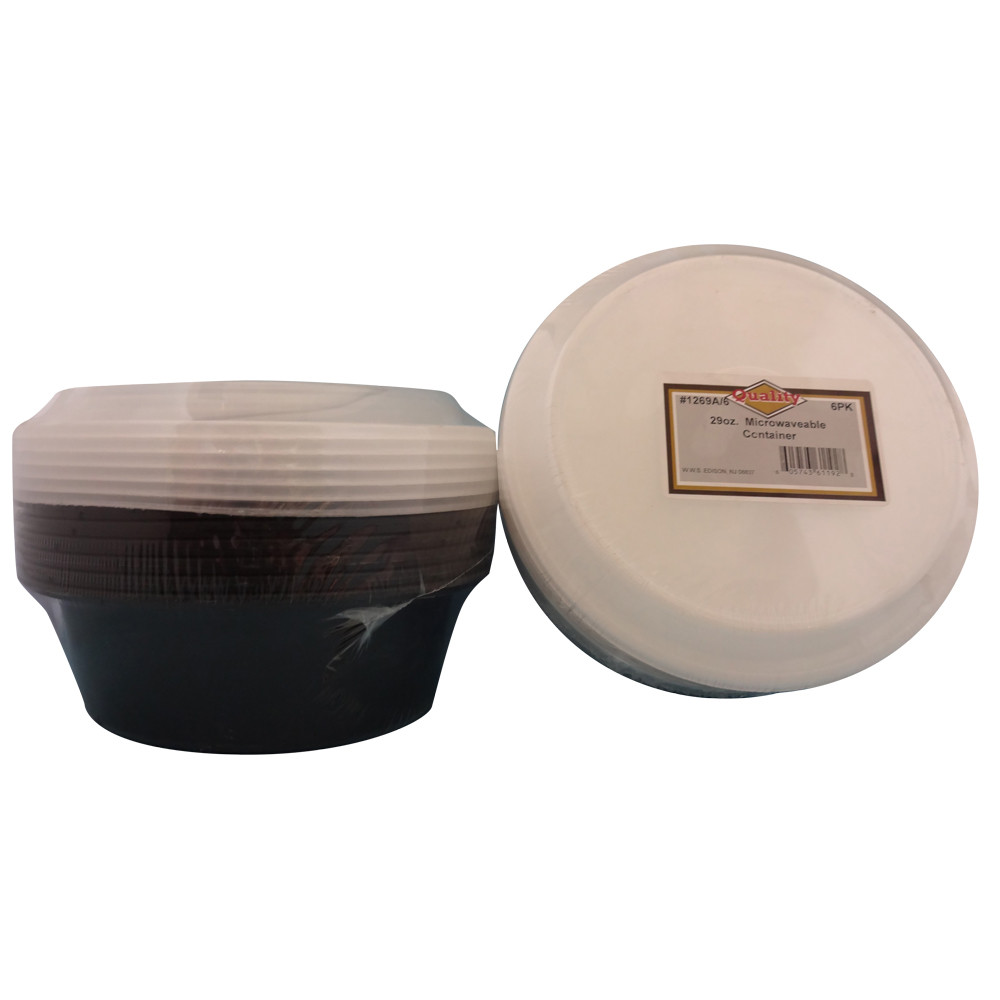 CONVENIENCE PACKS 1269A/6 Black/White 29 oz. Plastic Microwavable ...