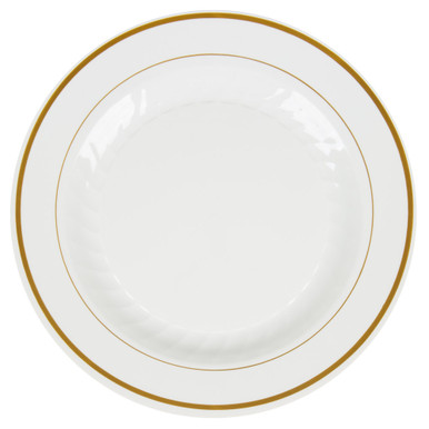 WNA MP10IPREM Masterpiece Ivory 10.25" Plastic Plate with Gold Trim 10/ ...