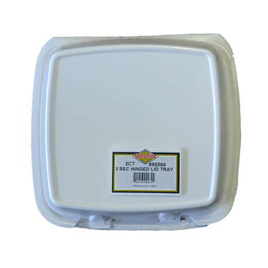 CONVENIENCE PACKS 1222 White 9"x9" 3 Compartment Foam Tray 24/2 cs ...