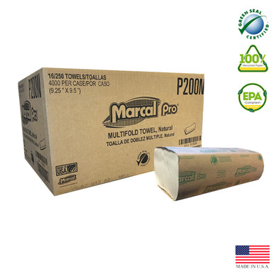 SOUNDVIEW P-200N Marcal Pro Multi-Fold Towel Natural 9.25"x9.5" 16/250 ...