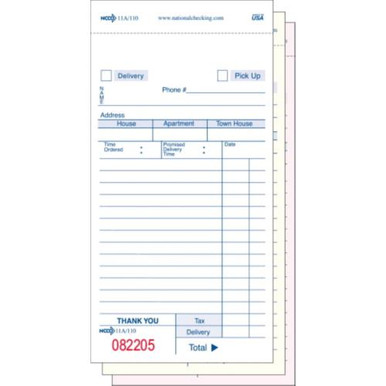 NATIONAL CHECKING 110SW 3-PART DELIVERY FORM NO CARBON 14 LINE (CASE OF ...