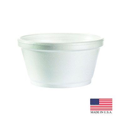 DART 8SJ20 White 8 oz. Squat Foam Container 20/50 cs - Choice Paper Company