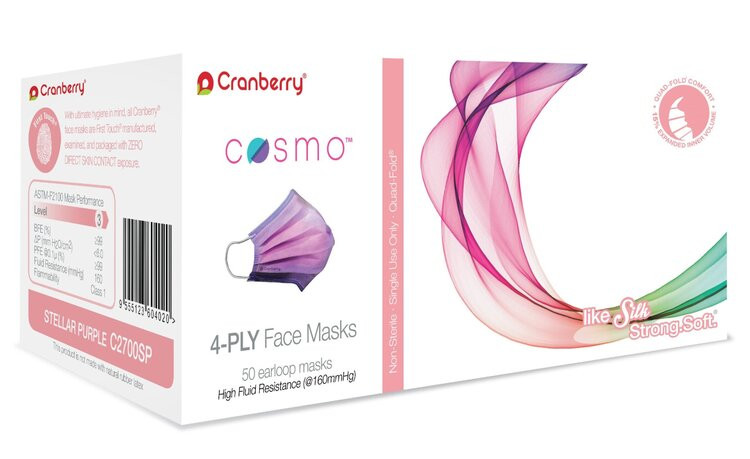 Cranberry COSMO Level 3, 4-Ply Fluid Resistance Face Mask, Setllar ...