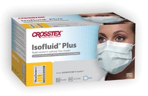 Crosstex Isofluid Plus Earloop Mask ASTM Level 1, LF Blue, 50/bx ...