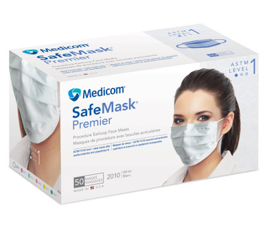 Medicom SafeMask Premier Earloop Mask ASTM Level 1, White, 50/bx | ODS ...