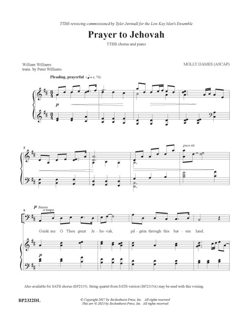 Prayer to Jehovah - TTBB - digital download